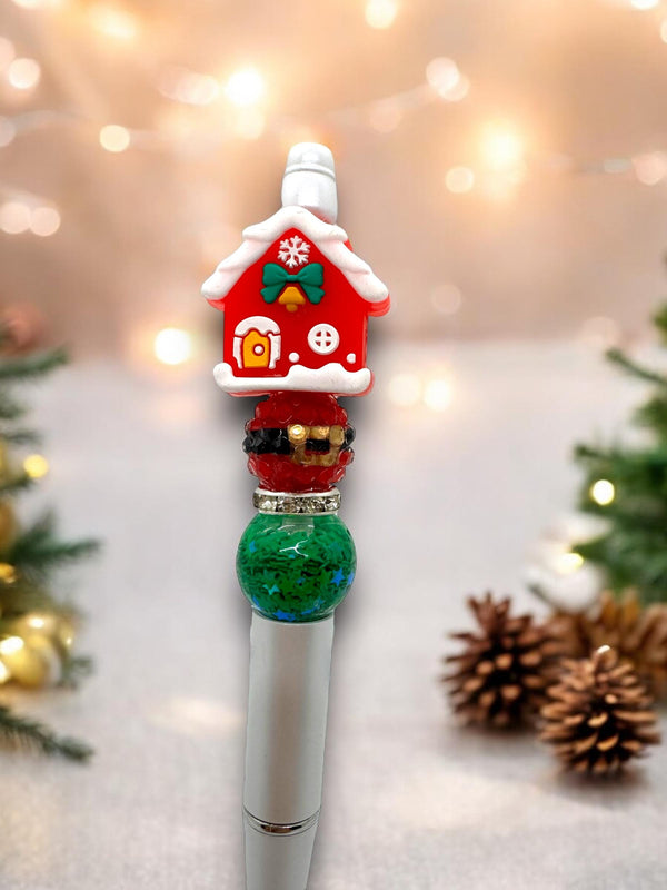3D Santa's Workshop Beaded Pen, 3D Christmas Focal Pen, Christmas Pen ...
